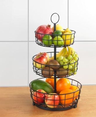 Maximex Multi-Korb-Etag&egrave;re mit 3 Etagen, Offenes Etag&egrave;re aus stabilem, Pulverbeschichtetem Metall, 28 x 49 x 28 cm