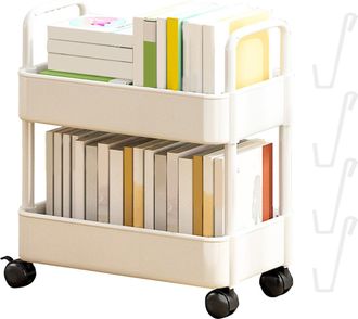 Generic Aufrollbares Regalbrett: Mobile Aufbewahrung mit 2 Ebenen, mobiles Utility mit Rollen, Organizer aus Metall, Lagerregal für Bücher, Fußboden, Kühlung 