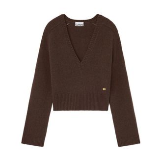 Ganni Brauner Woll Yak Pullover - - Knitwear - Damen - Braun - XS