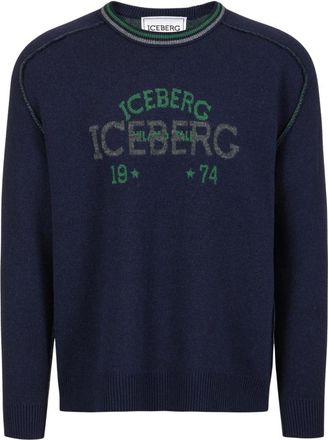 Iceberg Homme, Pulls, Bleu, Taille: XL Nouveau pull ras du cou coupe classique