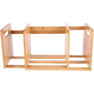 BESPORTBLE NIYANGLE Verstellbares Holz Desktop B&uuml;cherregal mit Stabilem Design Gro&szlig;er Kapazit&auml;t f&uuml;r Schallplatten CDs und B&uuml;cher Vielseitiger Organizer f&uuml;r Wohnz