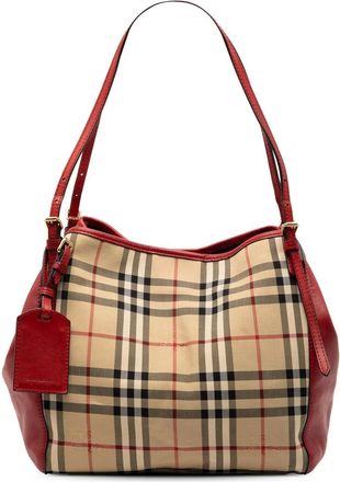 Burberry Shopper - Small Haymarket Check Canvas and Leather Canterbur - Gr. unisize - in Braun - f&uuml;r Damen