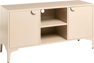 Beliani Mobile Tv A 2 Ante Con 6 Ripiani E Vano Aperto In Acciaio Verniciato Color Beige Ardura