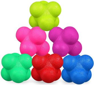 TOPBATHY 6 Stück Reaktionsbälle Hexagonal Hohe Schwierigkeit für Hand Augen koordination Training Langlebig Leicht Bunt Vielseitig für Sport und Fitness Übunge