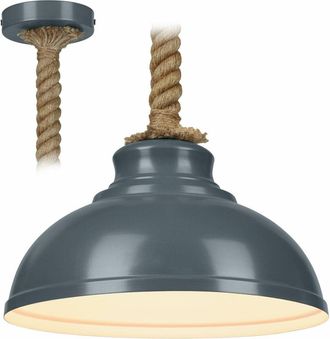 Loberon H&auml;ngelampe Netherby, Maritimer Stil, Zierende Seilaufh&auml;ngung, K&uuml;stencharme, H&auml;ngeleuchte, Kinderzimmer, Wohnzimmer, Eisen, Jute, blau