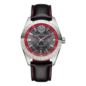 Carlo Colucci Runde Edelstahluhr mit Lederarmband - - Accessories - Herren - Schwarzk - ONE SIZE