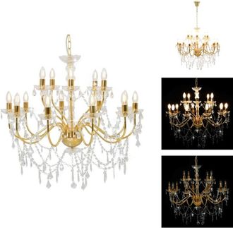 vidaXL Vidaxl - Kronleuchter - Living Kronleuchter 2-lagig Golden 15&times;E14-Gl&uuml;hbirnen - Gold