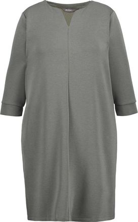 Ulla Popken Damen Sweatkleid, Ziernaht, Stehkragen,3/4-Arm Kleider, Schwarz, 42/44 EU