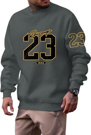 ORANDESIGNE Sweatshirt &agrave; Impression de Lettres Homme Sweat sans Capuche Ample Manche Longue Hip Hop Streetwear Pullover Harajuku Sweat pour Couples Unisexe A Dunk