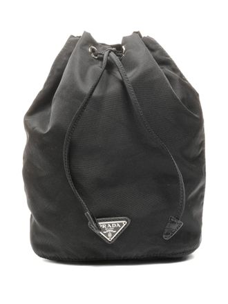 Prada 2015-2025 drawstring nylon bucket - Schwarz