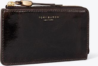 Tory Burch Romy Kartenetui im Used-Look mit Rei&szlig;verschluss