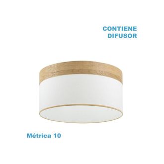 Fabrilamp Cloe m10 abat-jour suspendu blanc/bois-blanc 50dx50dx22h diffuseur inclus