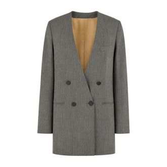 Alberta Ferretti Femme, Vestes, Gris, Taille: 38 FR Gilet doppiopetto oversize
