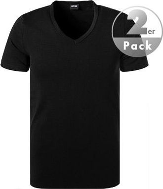 HUGO BOSS Herren T-Shirts schwarz Baumwolle unifarben