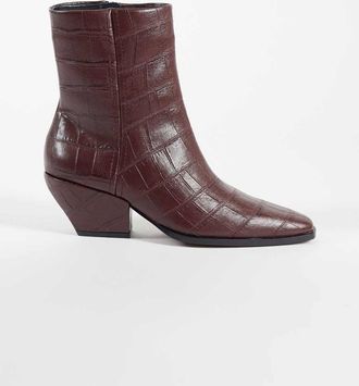 Asos Raul Stiefeletten mit Absatz im Western-Stil in Braun mit Kroko-Optik