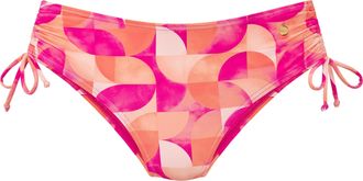 Lascana Bikini-Hose LASCANA Tilly, Damen, Gr. 36, N-Gr, blau (beere, pfirsich), Recycling-Polyamid, bedruckt, Badehosen Bikini-Hose, mit modernem Allover-Prin