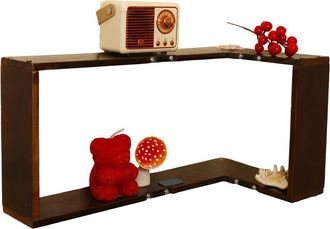 Generic Schwebende Regale F&uuml;r Die Wand - Dekorationsregal Aus Holz Mit Staufach - Retro Wandregal Pr&auml;sentationsst&auml;nder - F&uuml;r Deko Badezimmer Schlafzimmer B&uuml;ro