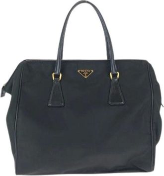 Prada Pre-owned Sac Cabas Logo en Nylon Tessuto - Femme - Pre-owned - Noir - Taille: ONE Size