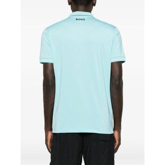 HUGO BOSS Knitted Cotton Polo Shirt - Blue