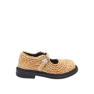 Moschino Handgewebte beigefarbene Sandalen mit runder Spitze aus Bast - - Shoes - Damen - Beige - 37 EU
