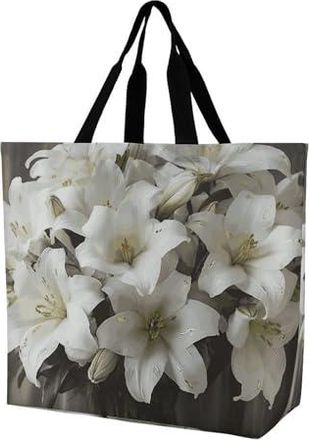 Generic Bouquet De Lys Blancs Sac Fourre Tout Pliable Sacs De Courses D&eacute;contract&eacute; Sac Cabas Pour Quotidienne Plage Shopping