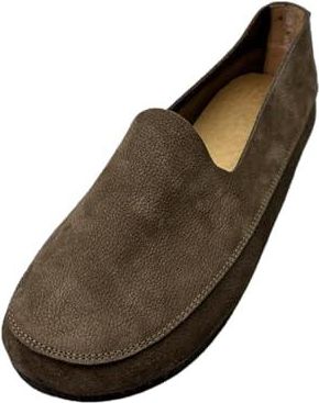 Generic Mocassins Penny Mocassins doux et confortables faits &agrave; la main en cuir v&eacute;ritable &agrave; enfiler pour homme, gris, 39 2/3 EU