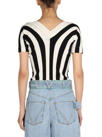 Bottega Veneta Striped V-Neck Shirt - Black