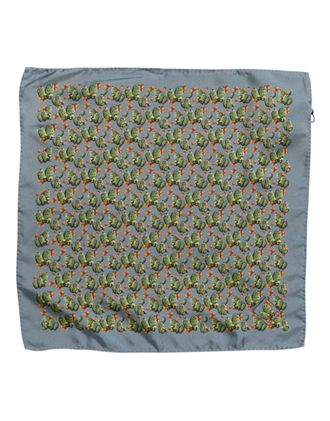 Dolce & Gabbana Mens Gray Green Cactus Print Square Foulard Scarf And Silk