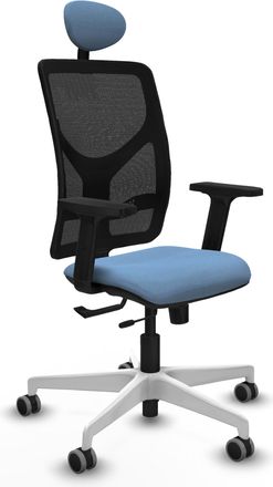 Piqueras y Crespo Telearbeitssessel mit 2D-Armen, h&ouml;henverstellbarer Lendenwirbelst&uuml;tze und festem Kopfteil, ausgestattet mit Syncro/Traslack und Schneideschaum, Schwar