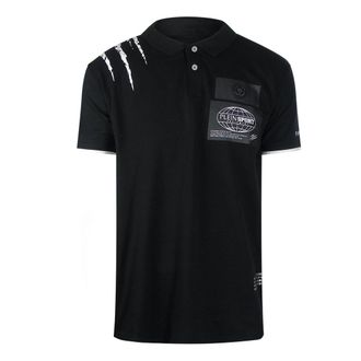 Plein Sport Schwarzes Poloshirt Mit Kratzern An Der Schulter