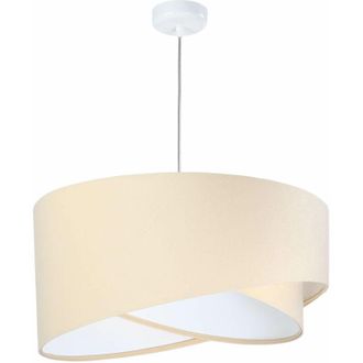 Licht-Erlebnisse Lampe &agrave; suspendre MADAN Cr&egrave;me Blanc rond &Oslash;50cm