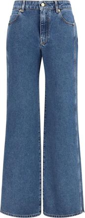 Balmain Jean Large Coupe Droite - Femme - Jeans - Bleu - Taille: 40 FR