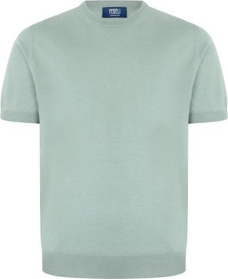 Fedeli Homme, Pulls, Bleu, Taille: L Argentina Short-Sleeve Crewneck