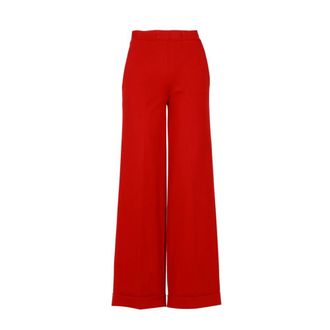 Semicouture Rote Milan Strick Weite Hose - - Trousers - Damen - Rot - XL