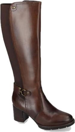 Valleverde 17206 Bottes pour femme en cuir, marron, talon 5 cm, fermeture &eacute;clair lat&eacute;rale, boucle d&eacute;corative, marron, 40 EU