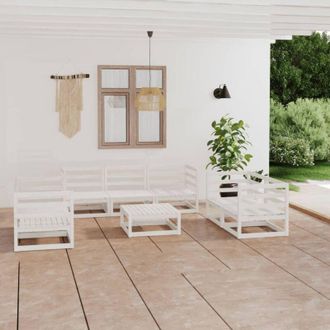 vidaXL Vidaxl - Salon de jardin 8 pcs Blanc Bois de pin massif