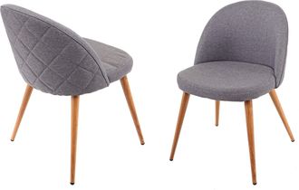 Mendler 2er-Set Esszimmerstuhl HWC-D53, Stuhl Küchenstuhl, Retro 50er Jahre Design, Stoff/Textil - dunkelgrau