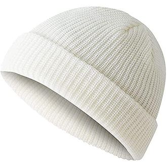 Generic Bonnet dhiver chaud unisexe en tricot chaud classique avec doublure en polaire - Bonnet de ski doux et chaud, 01 - Blanc, taille unique