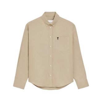Ami Homme, Chemises, Beige, Taille: XL Chemise &agrave; poitrine brod&eacute;e