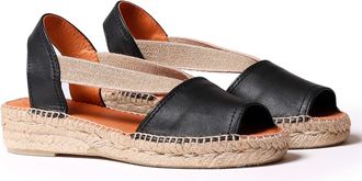 Toni Pons Damen Espadrille aus Leder - ETNA - Schwarz, 36 EU