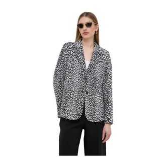 Michael Kors Stretch Crepe Blazer mit Leopardenmuster - - Jackets - Damen - Schwarzk - XL