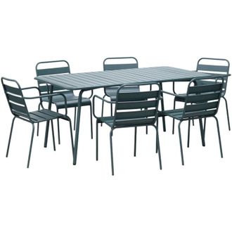 M&S Collection M&s - Ensemble table de jardin + 6 fauteuils en m&eacute;tal vert sapin - baca