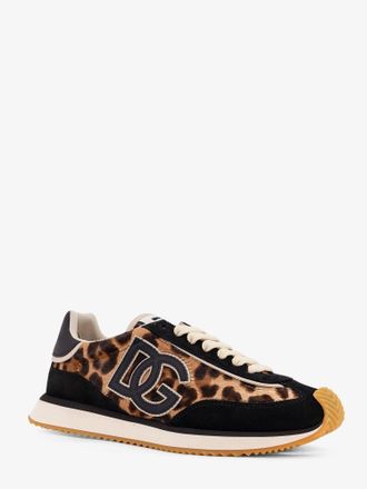 Dolce & Gabbana Womens Sneakers Suede With Animal Print Multicolour Suede-Rubber Trainers Suede/rubber