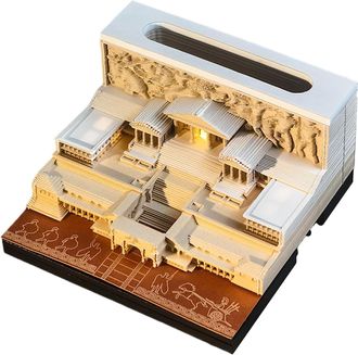 Generic 2026 Time Piece 3D-Kalender mit Acrylgehäuse & Stifthalter - reißbarer 3D-Architektur-Memoblock, Schreibtischdekoration, Lesezeichen & einzigartige Ge