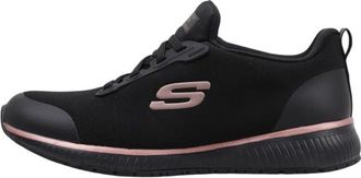 Skechers Damen Squad Sr Sneaker, Black Flat Knit Rose Gold Trim, 39.5 EU