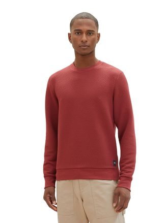 Tom Tailor Herren 1037860 Basic Sweatshirt mit feiner Struktur, 32220-burned Bordeaux red, XL