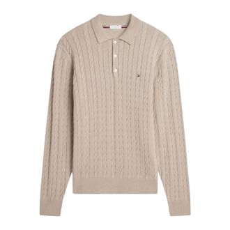 Tommy Hilfiger Pullover mit Zopfmuster und Polokragen - - Tops - Herren - Beige - M