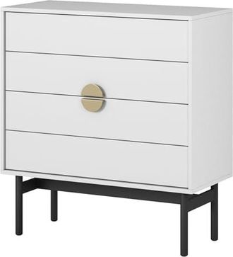 Selsey Kommode Aufbewahrungsschrank 4 Schubladen Schrank Schubladenschrank Push to Open 85,5 cm Stoon Weiß