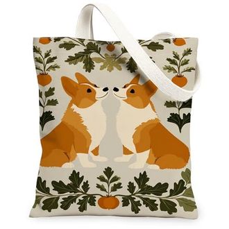Generic Sacs fourre-tout en toile pour chiens dautomne - R&eacute;utilisables - L&eacute;gers et lavables - Avec bandouli&egrave;re - Pour les voyages, Orange, 13x15 Inch