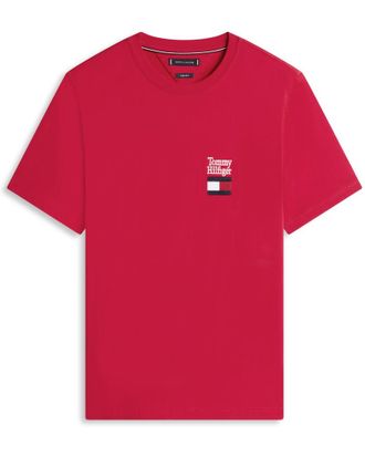 Tommy Hilfiger T-Shirt mit Flag-Stickerei in jersey-Qualit&auml;t, Regular Fit in